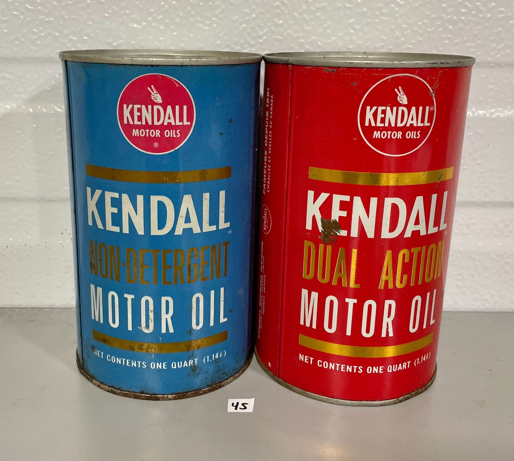 LOT OF 2 KENDALL MOTOR OIL QUART CANS - Kidd Family Auctions