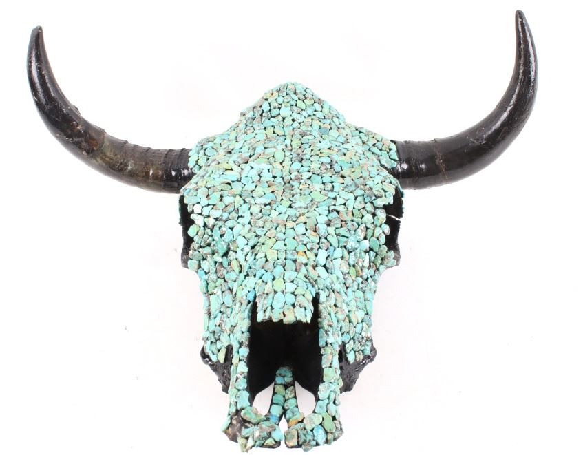 Navajo Turquoise Covered Steer Cow Skull