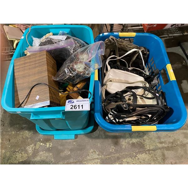 2 Bins Of Assorted Items And Bags Able Auctions