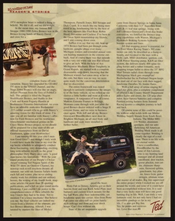 Ted Nugent's Article 2008 Bronco Driver Magazine