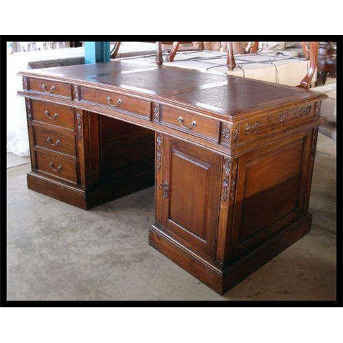 LEATHER INLAID CURVED LAWYERS PARTNERS DESK #1541838