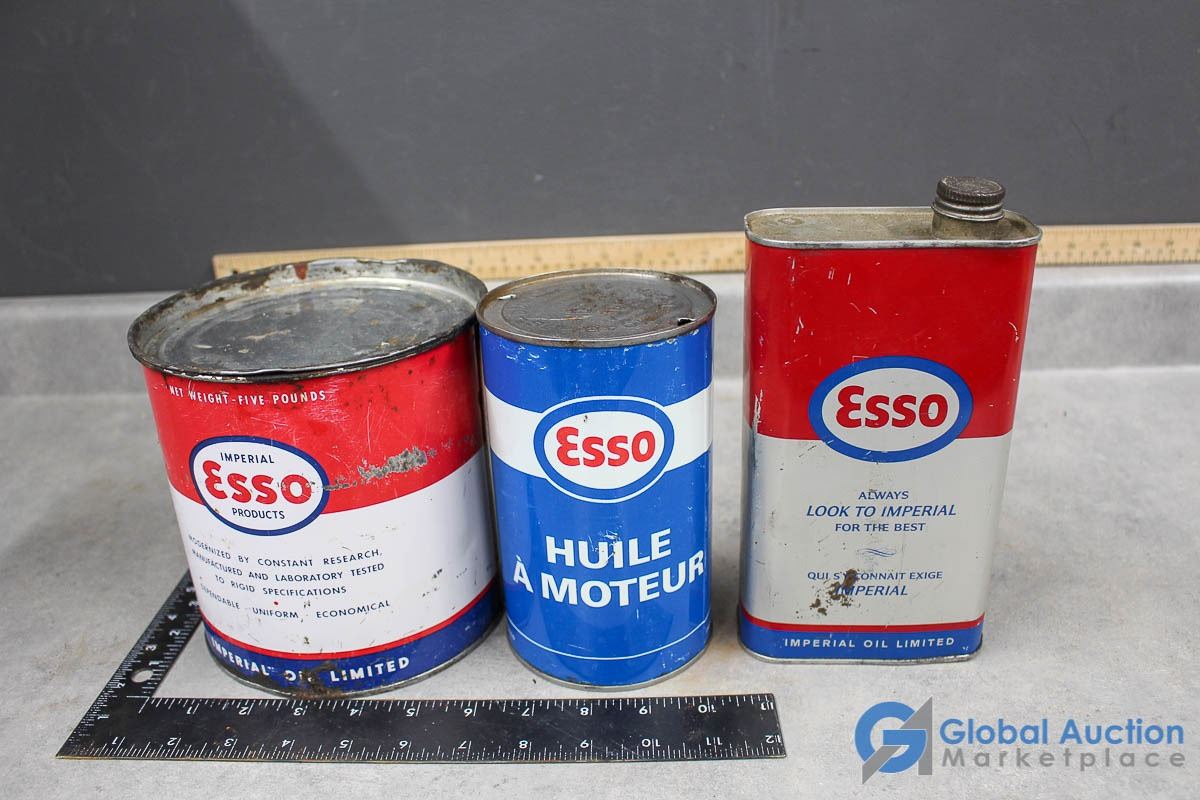 Esso Oil Quart, Esso Nuto Quart, & Esso 5lbs Axle Grease (Some grease)