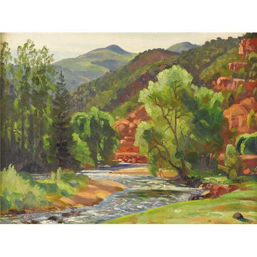 OLIN TRAVIS, Early Texas Art, oil/ab, 1930s