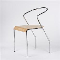 Shiro Kuramata Chair with Steel Pipe and Wood