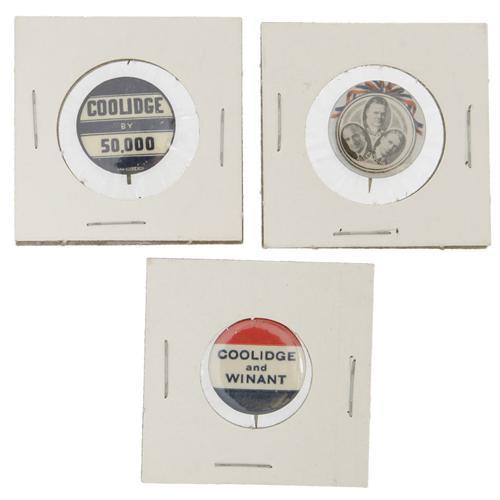 3 Campaign Buttons Hoover Coolidge