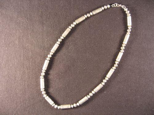 Sterling Silver Barrel Bead Necklace
