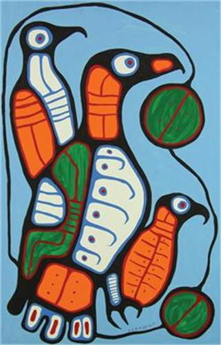 Norval H. Morrisseau - EAGLE WATCHING OVER YOUNG