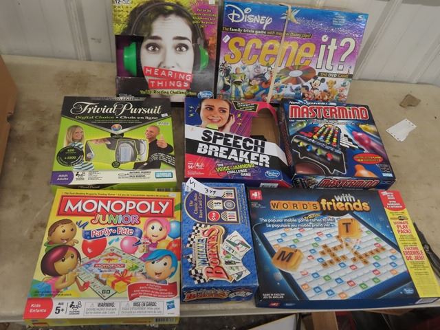 8 Various Games, - Trivia Pursuit, Disney Scene it Speech Breech ...