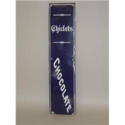VINTAGE CHICLETS CHOCOLATE BLUE ENAMEL TRADE SIGN (20 1/2" X