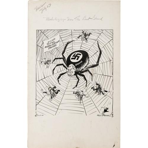 FRED O. SEIBEL - Four WWII Editorial Cartoons