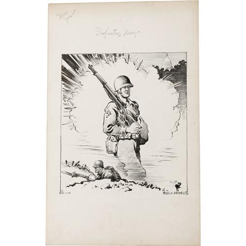 FRED O. SEIBEL - Four WWII Editorial Cartoons