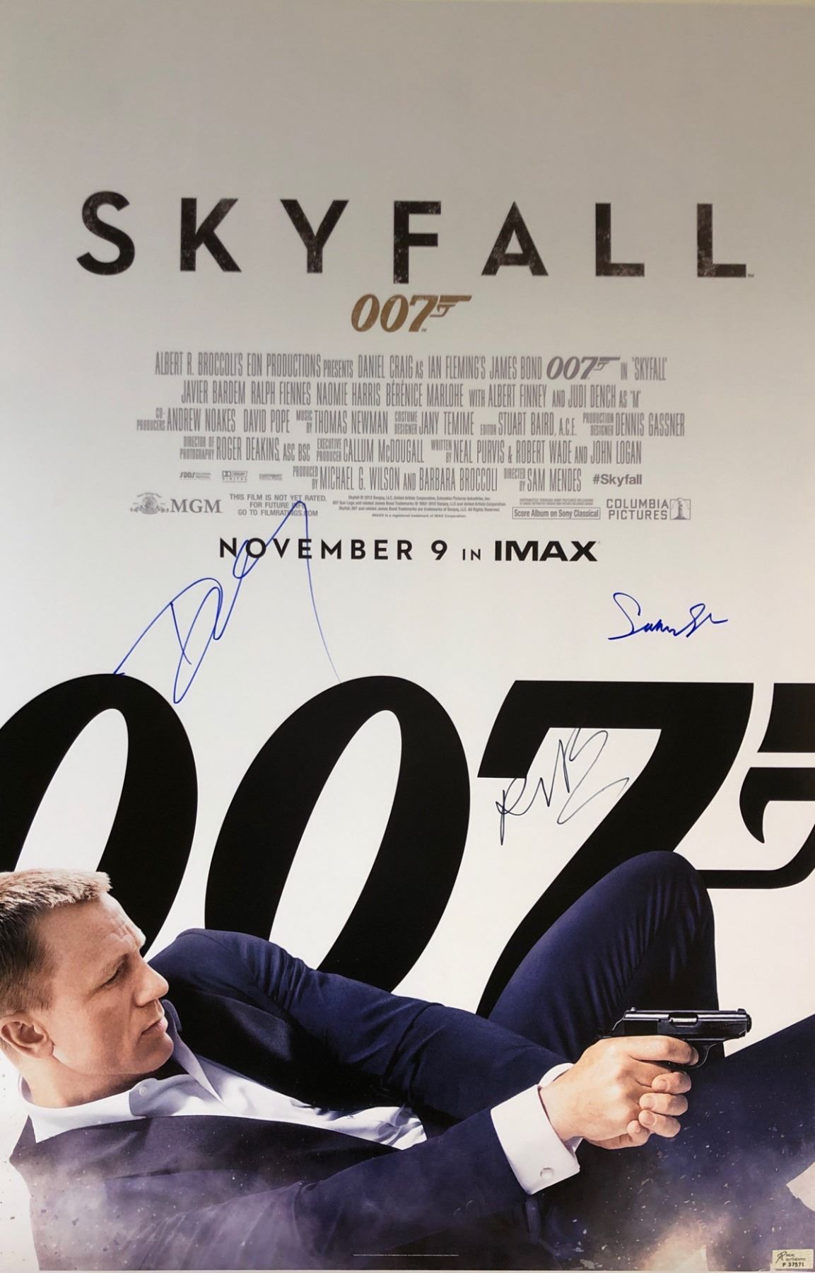James Bond 007 Skyfall Signed Poster