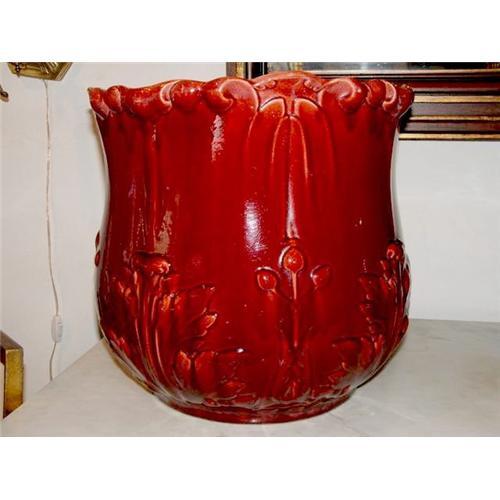 Art Nouveau PAIR of Large red planters #1554309