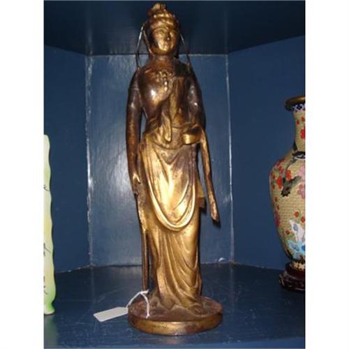 C- 1800 Guilded Bronze statue of chinese woman#1568426