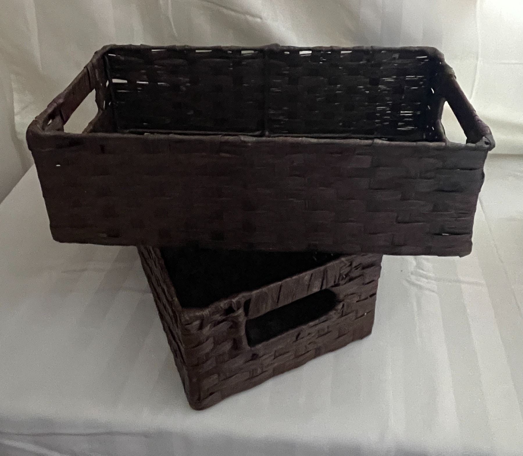 Dark brown wicker baskets