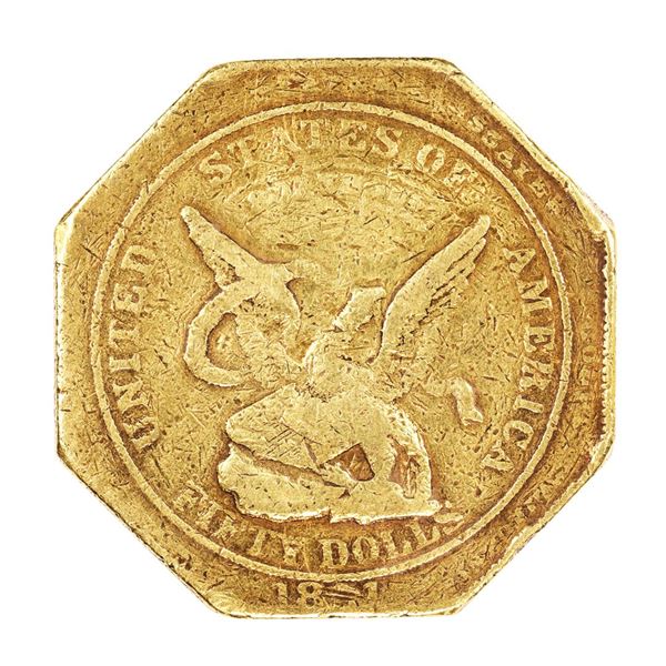 1851 $50 Humbert Reeded Edge Gold Slug Coin