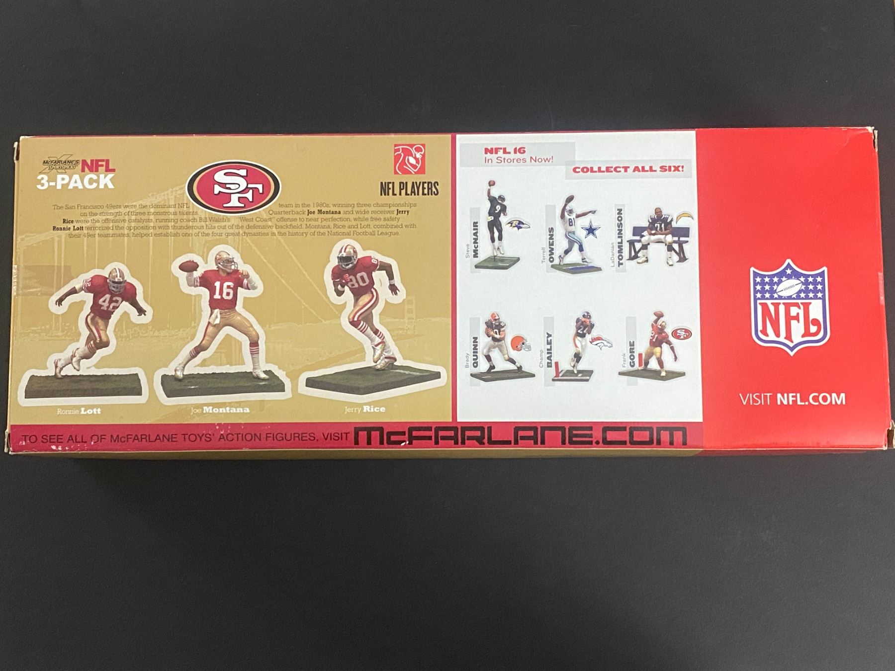SAN FRANCISCO 49ERS RARE 3 PACK MCFARLANE JOE MONTANA,JERRY RICE,RONNIE ...