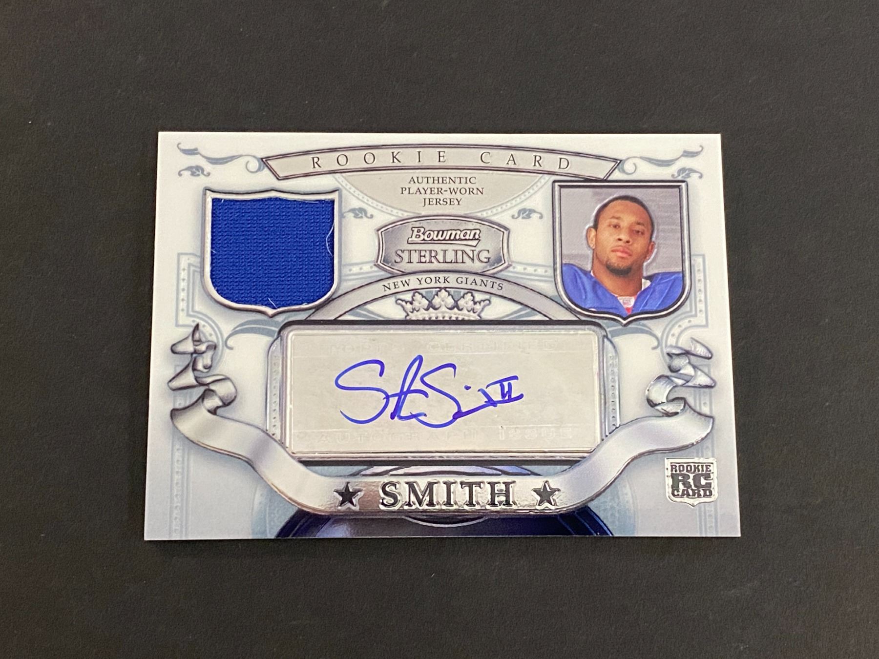 STEVE SMITH AUTOGRAPH / JERSEY CARD NEW YORK GIANTS