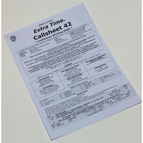 Harry Potter And The Deathly Hallows Part 1 2010 Original Call Sheet harry-potter-and-the-deathly-hallows-part-1-2010-original-call-sheet
