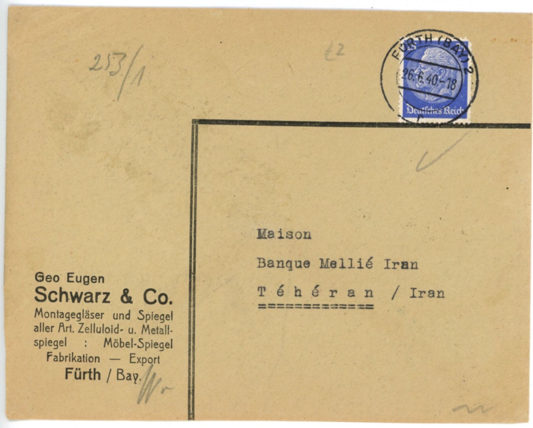 WWII Nazi Censored Censor Cover to Tehran, Iran
