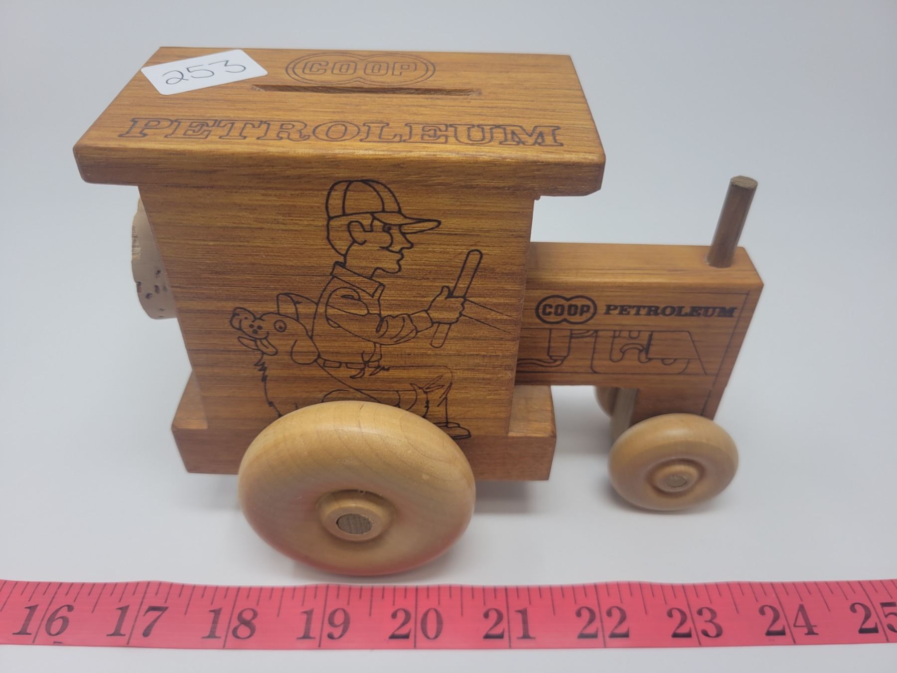 Wooden CO-OP toy tractor coin bank, Toystalgia 1979 - Schmalz Auctions