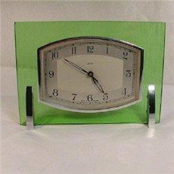 Art Deco Green Glass Clock. #1623904