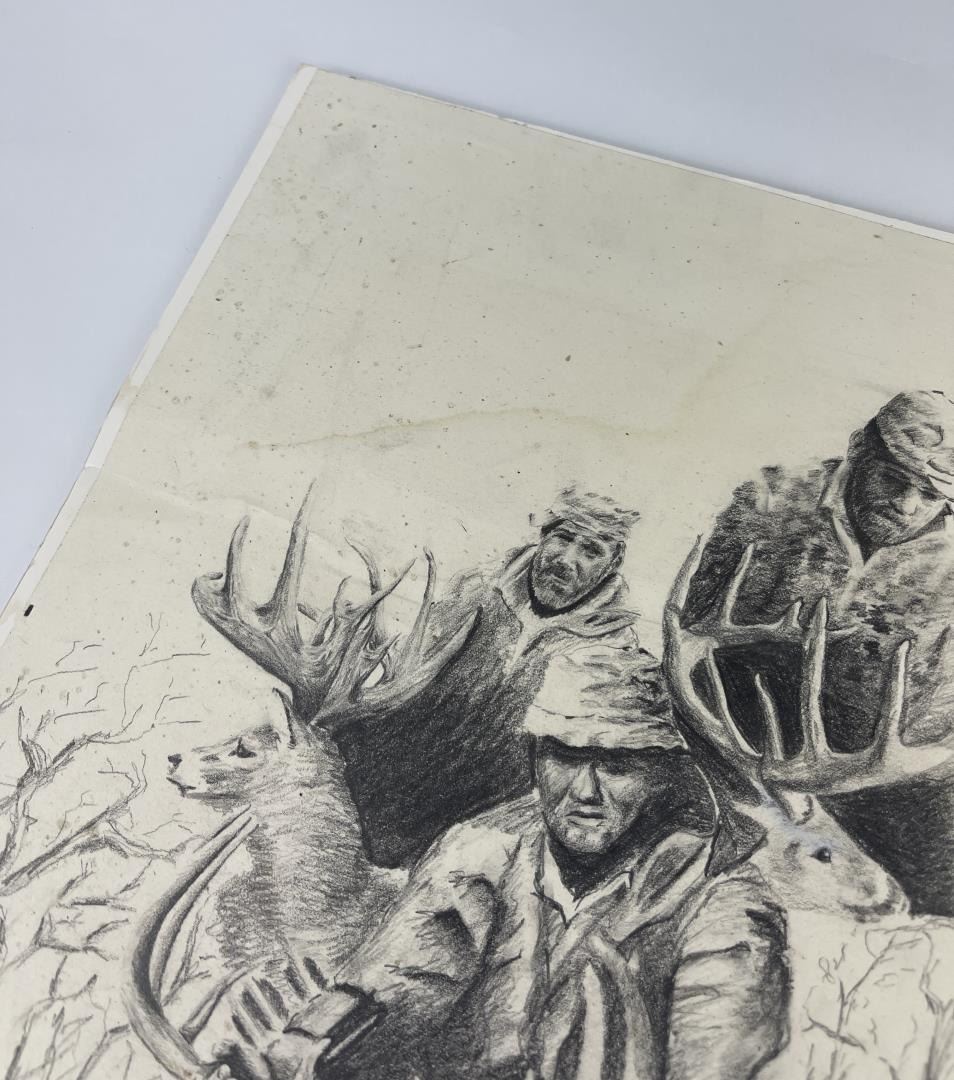 Pencil Drawing of Gene and his Whitetail Deer