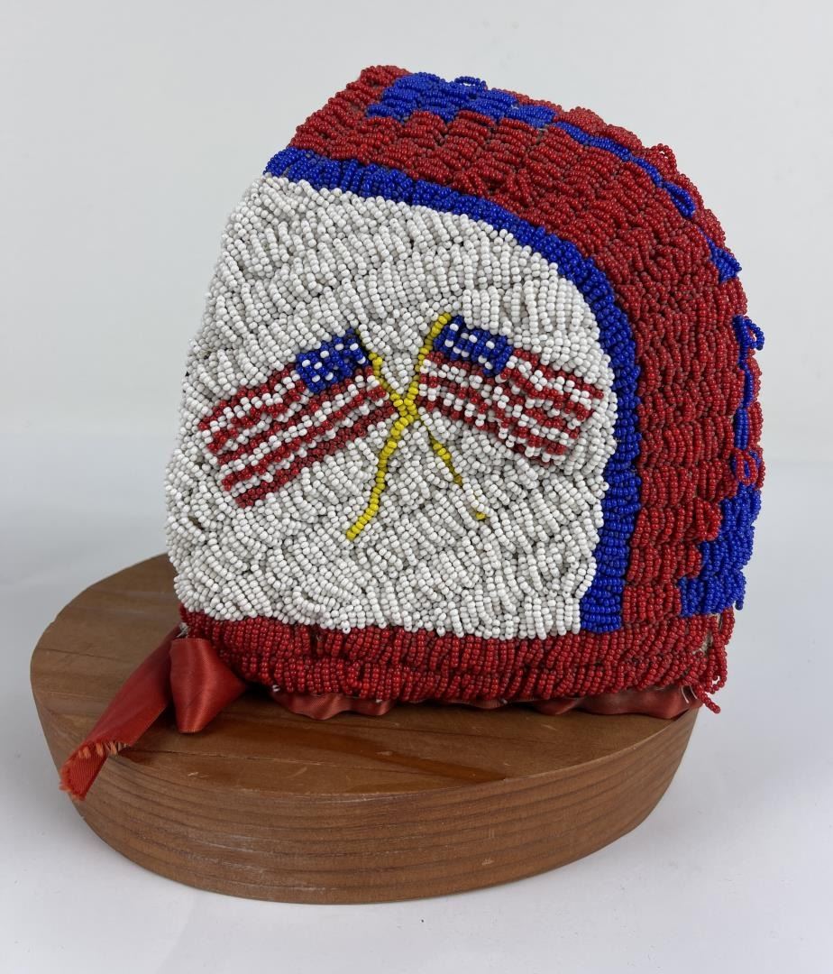 Antique Sioux Indian Beaded Baby Bonnet