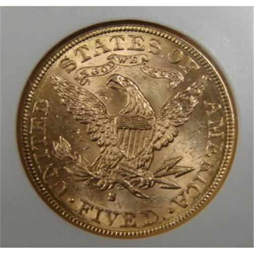 1886-S $5 LIBERTY GOLD COIN
