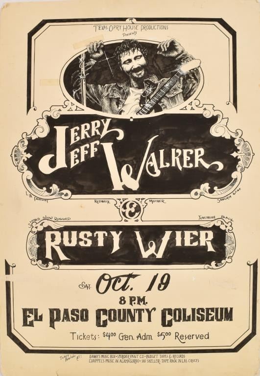 Jerry Jeff Walker Original Art by Danny Garrett