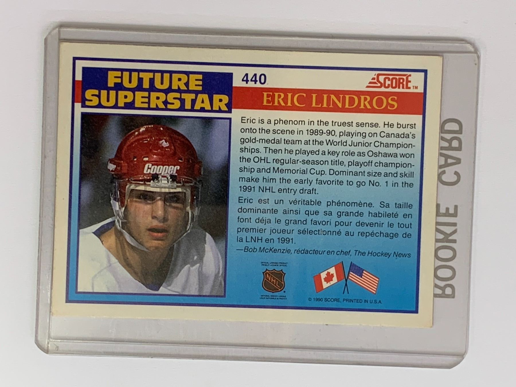 1990 ROOKIE CARD ERIC LINDROS HOCKEY