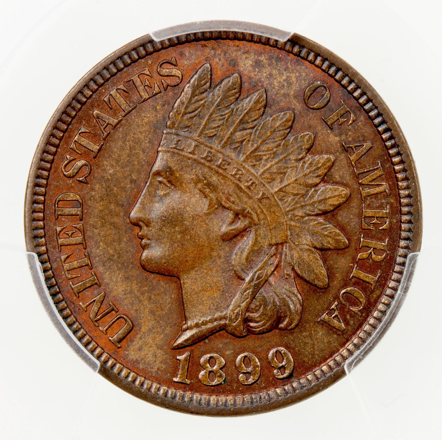 UNITED STATES 1 Cent 1899 PCGS Graded MS64 BR Indian Head Type UNITED STATES 1 Cent 1899 PCGS Graded MS64 BR Indian Head Type