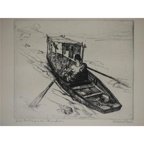 Edwill Fisher Drypoint WPA Etching Ohio River