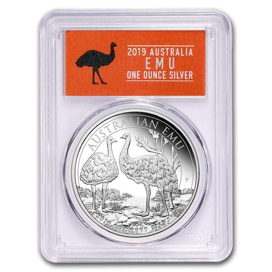 2019 Australia 1 oz Silver Emu MS-70 PCGS (FS, Emu Label)