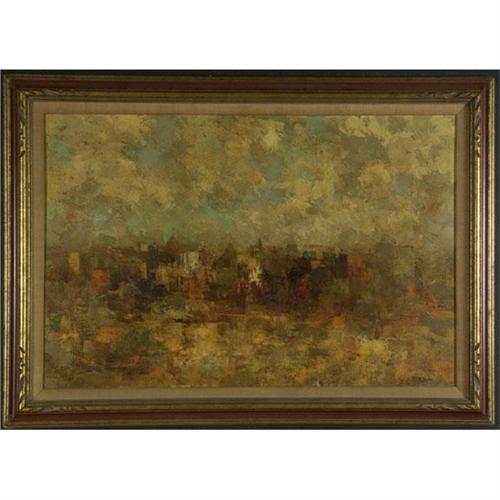 ACRYLIC RUSSELL W. FROST SEATTLE SKYLINE