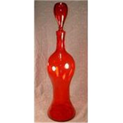 BLENKO Hourglass DECANTER Red Bottle - 22 #1679820