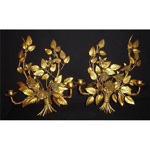 Pair of Antique Tole Sconces #1682406