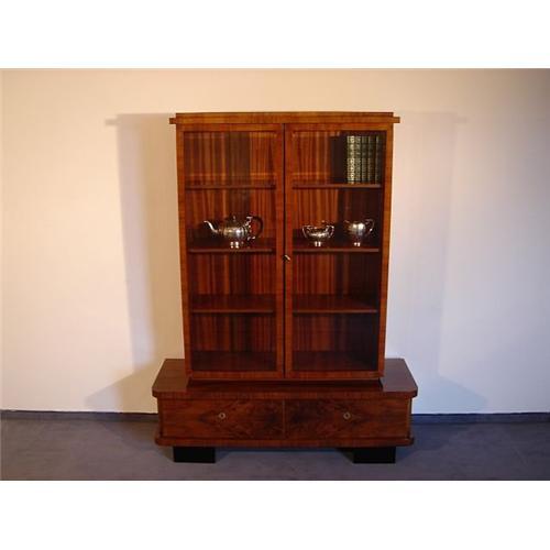 Cabinet Art-deco Glass and Nutwood German #1669663