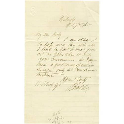 1865 Benjamin Butler Autograph Letter Signed