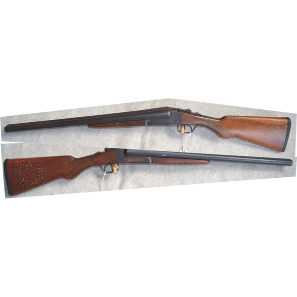 Ithaca 12 ga side by side with tacks in the wood #103722