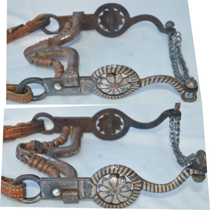 Fleming silver inlaid poppey pattern barqueno mouth bit