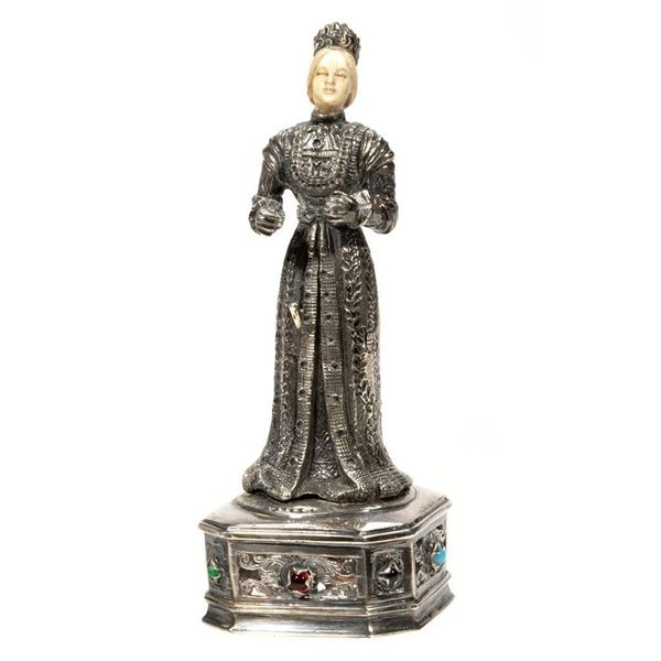 German Medieval-Style Sterling Silver Figure