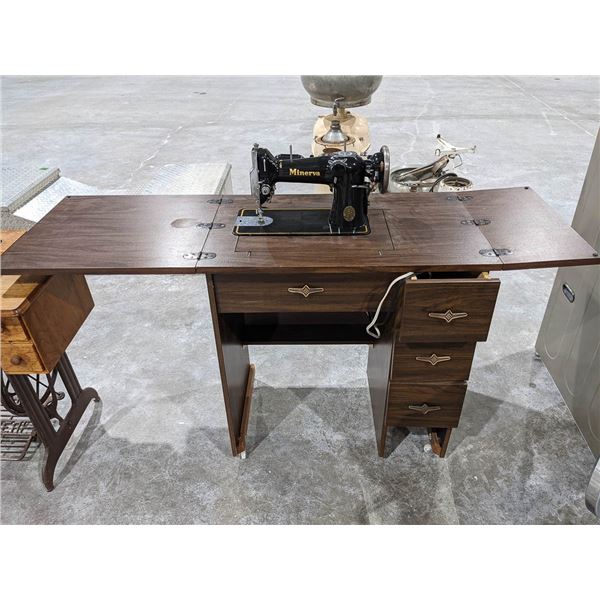 Vintage Minerva Electric Cabinet Sewing Machine