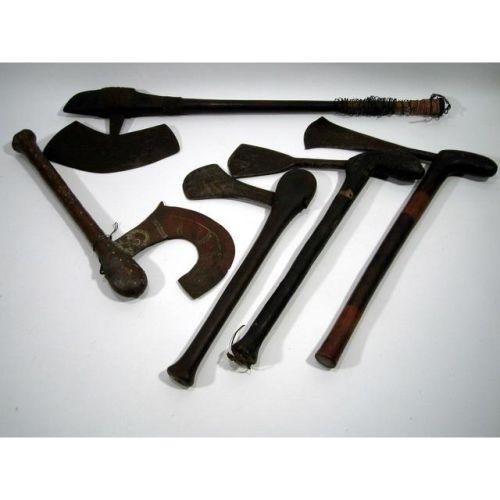 A COLLECTION OF FIVE NORTH AFRICAN HAND AXES,