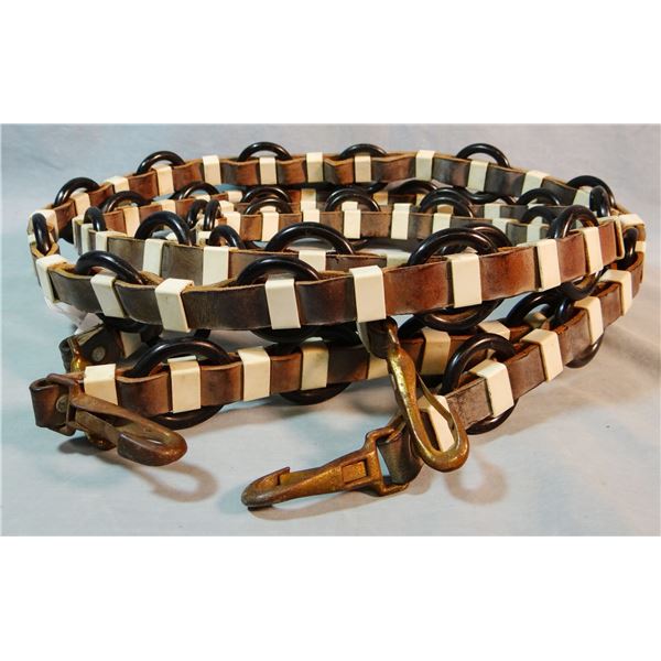 Celluloid harness keepers x 8 and high port long shank bit, blacksmith made