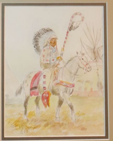 Contway, Jay, War Bonnet on Parade, water color, 10" x 8"