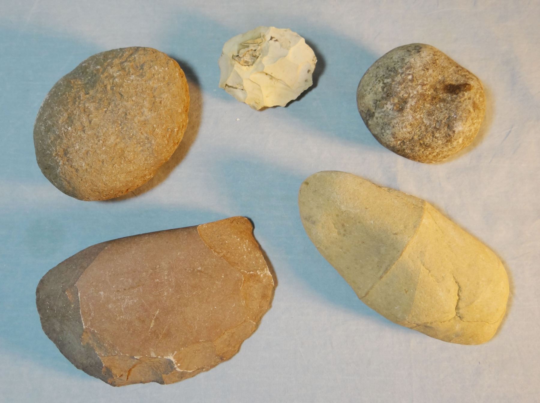 Indian stone tools, 6 hammers & 5 scrapers