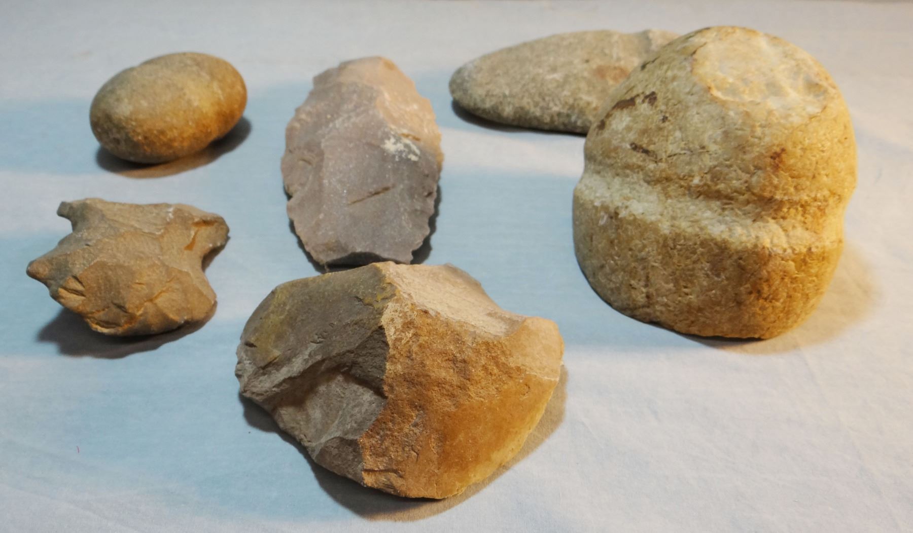 Indian stone tools, 6 hammers & 5 scrapers