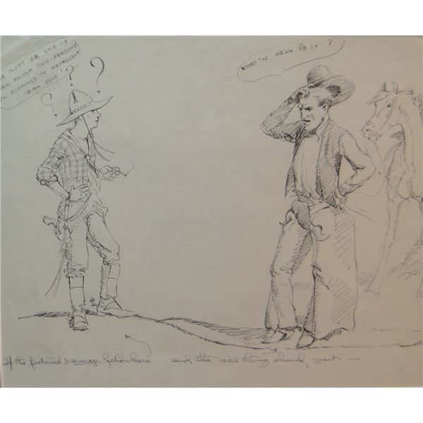 Will James original pen/ink drawing, (1892-1942) The Dude, unsigned, 8 ...