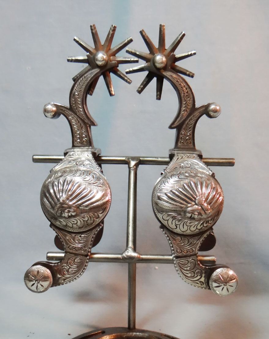 E. Garcia silver mtd spurs, Indian War Bonnet